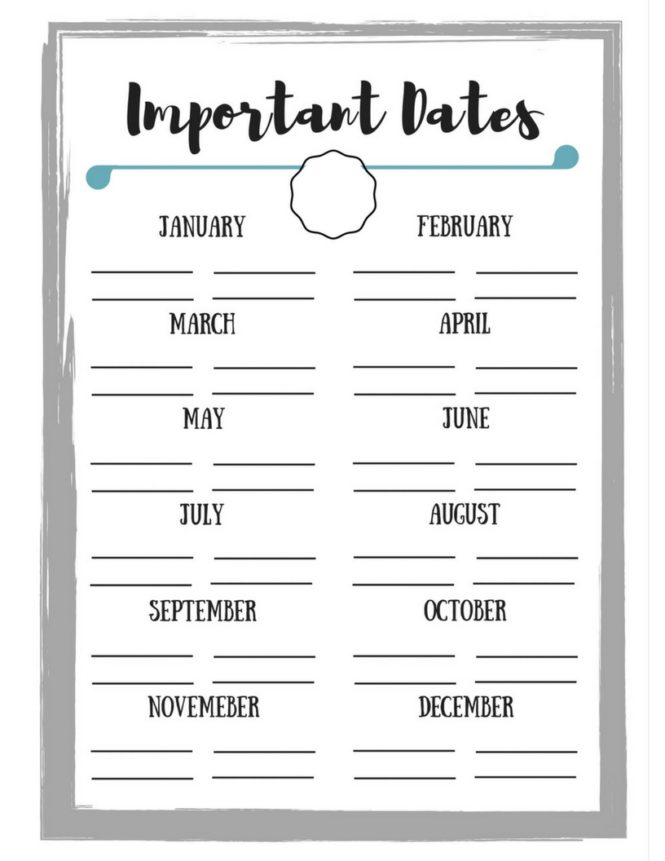 Never Forget Another Date with This "Important Dates" FREE Printable ...