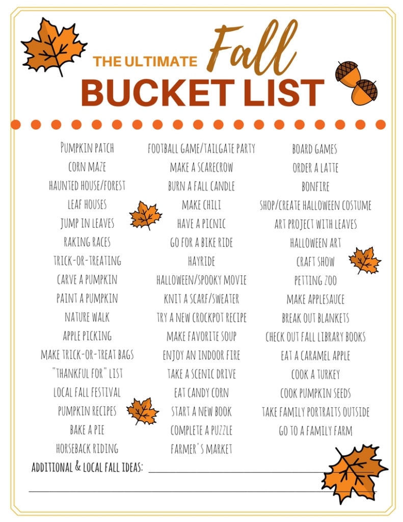 FALL BUCKET LIST Simply September FALL BUCKET LIST Simply September
