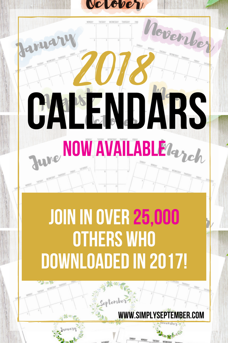 2018 Calendars: FREE Printables! - Simply September