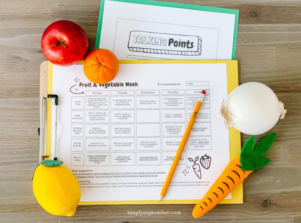 Fruit & Vegetable Week: PreK-1st Grade Themed Resources - Simply September